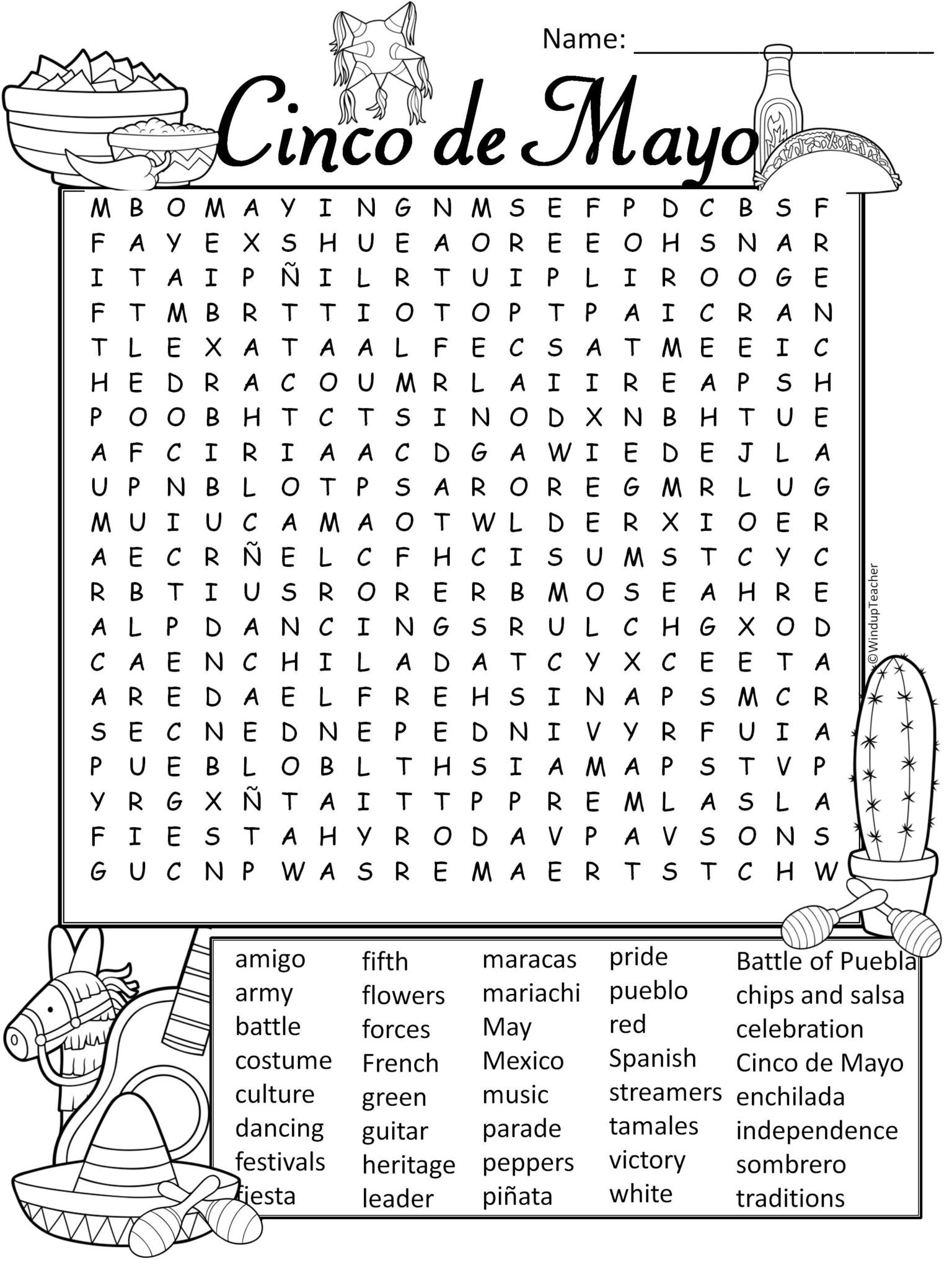 Cinco De Mayo Word Search Free Printable