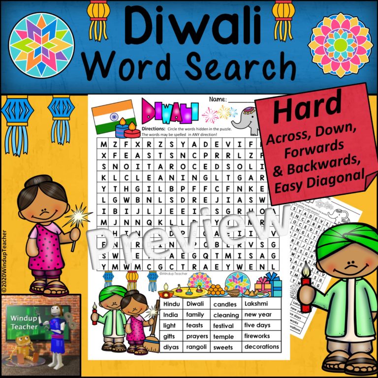 Diwali Word Search BUNDLE - Easy and Hard Bundle - Made By Teachers
