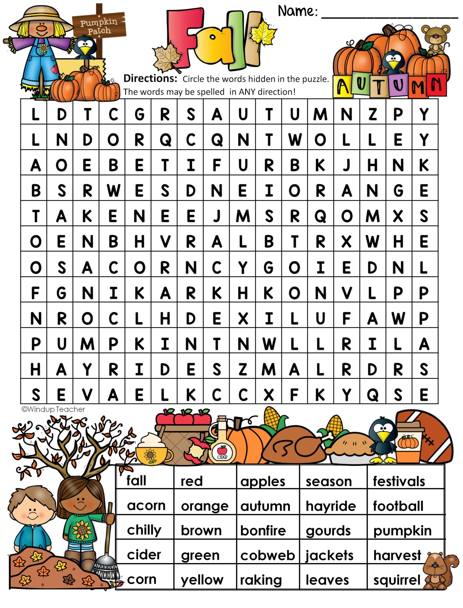 Fall Word Search HARD Puzzle Ready To Go Made By Teachers
