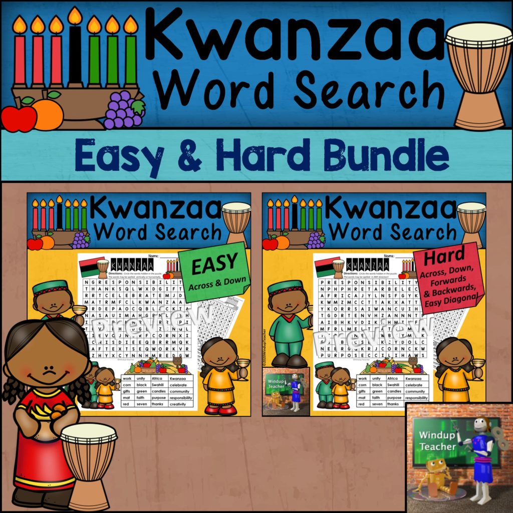 Kwanzaa Word Search BUNDLE - Easy and Hard Bundle | Made By Teachers