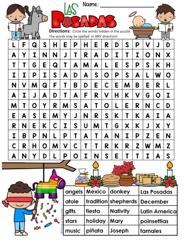 Las Posadas Word Search | HARD Puzzle | Ready to Go! - Made By Teachers