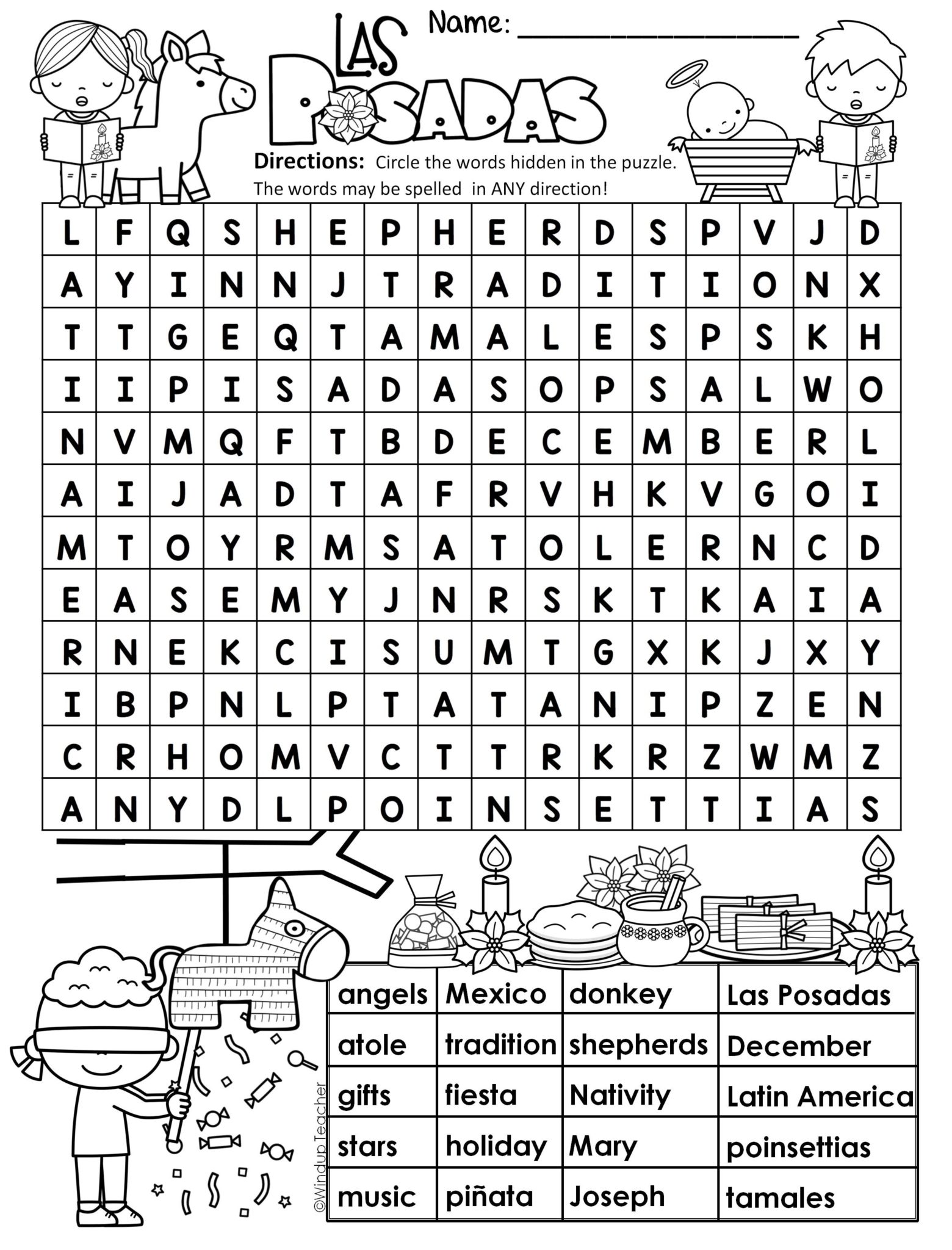 Las Posadas Word Search | HARD Puzzle | Ready to Go! | Made By Teachers