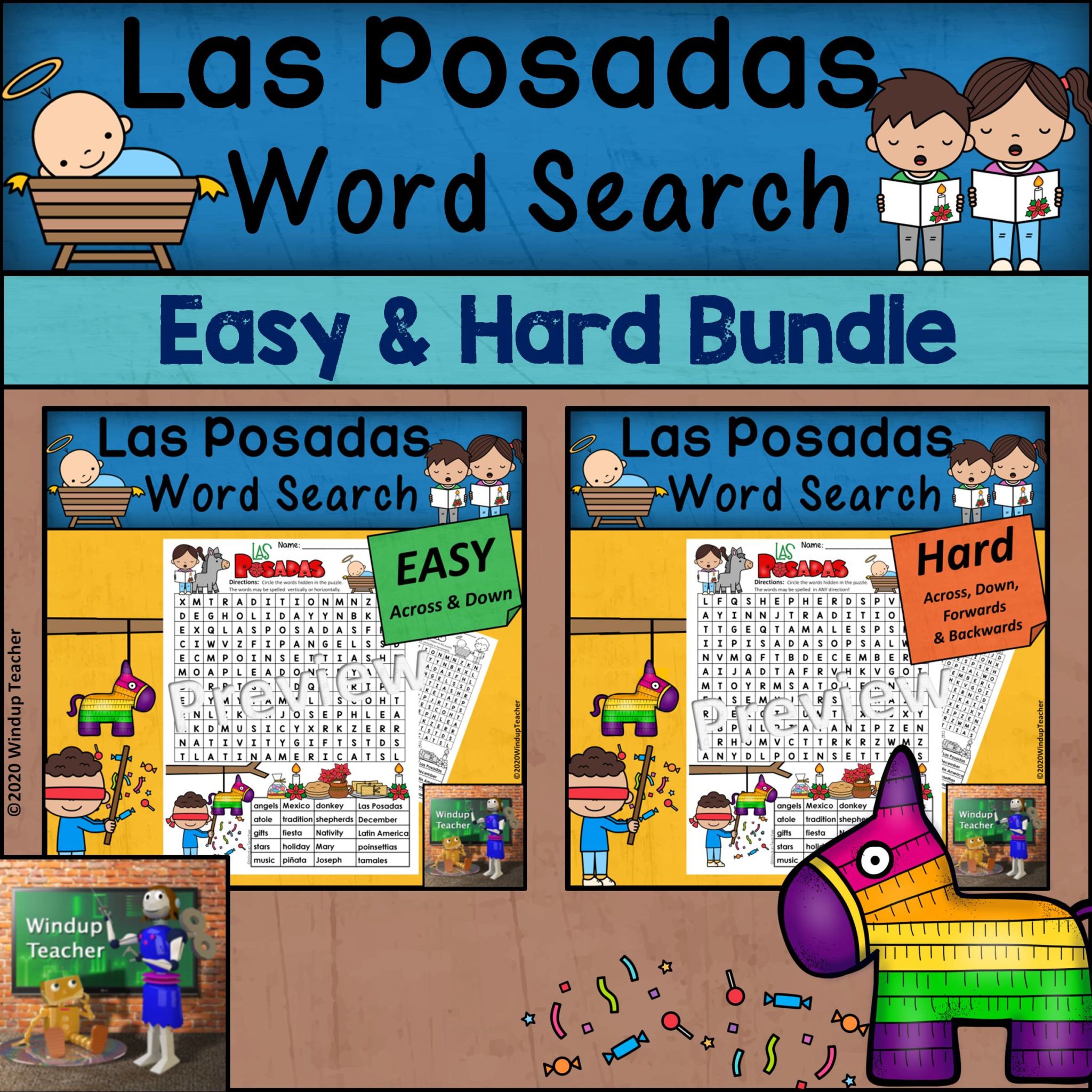 Las Posadas Word Search BUNDLE - Easy and Hard BUNDLE | Made By Teachers