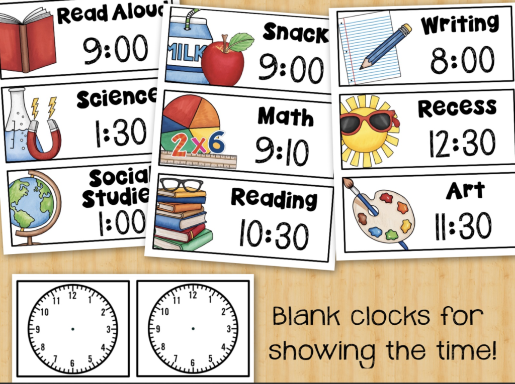 Daily Schedule Cards Editable w/ Clocks | Made By Teachers
