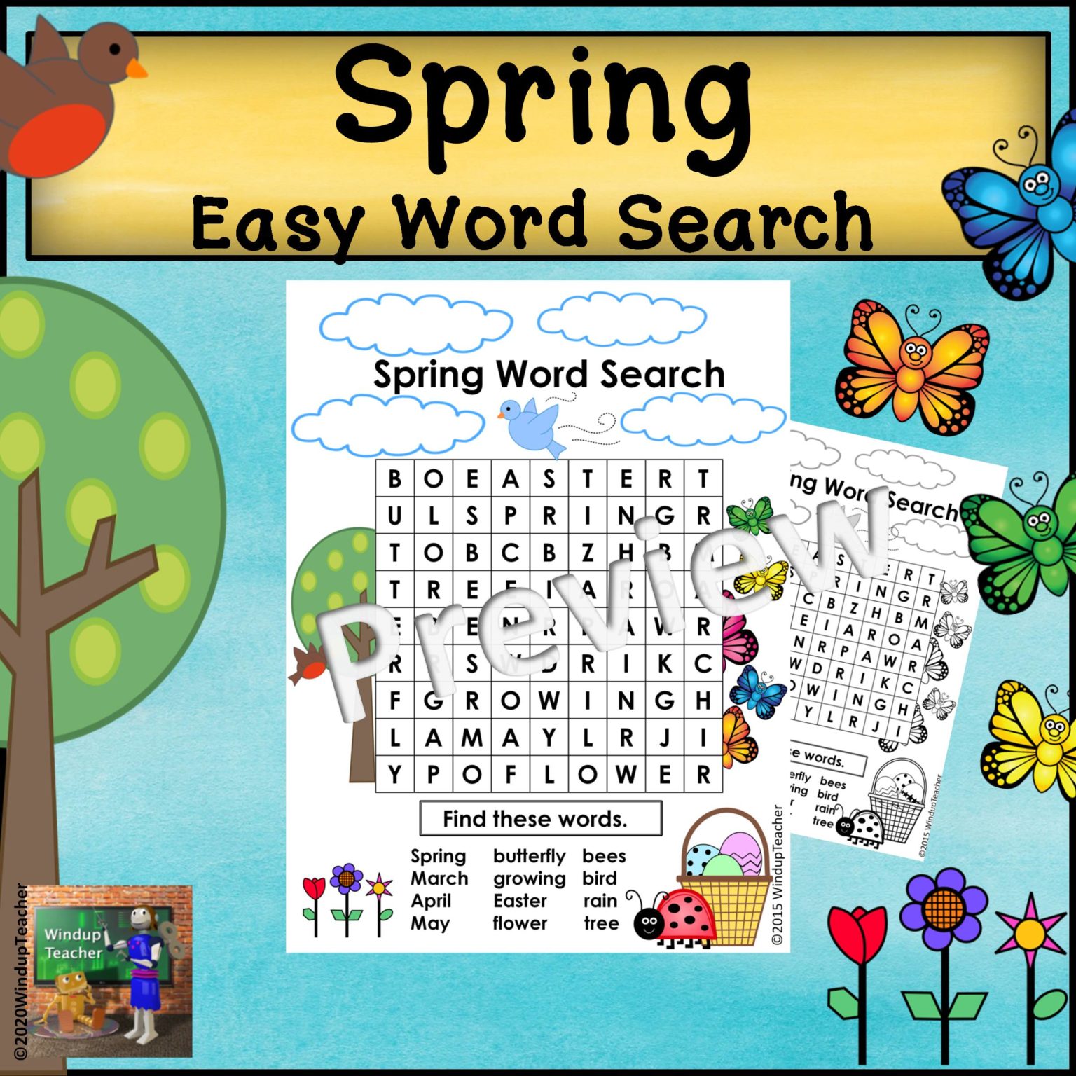 Spring Word Search | EASY Puzzle | Made By Teachers