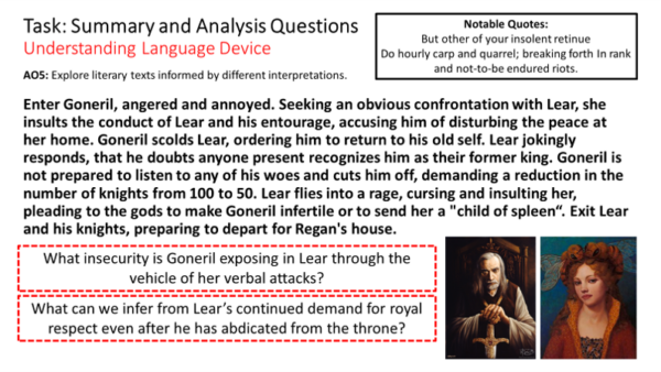 Literature Study: (3) King Lear – Act 1 Scenes 3 and 4 - Made By Teachers