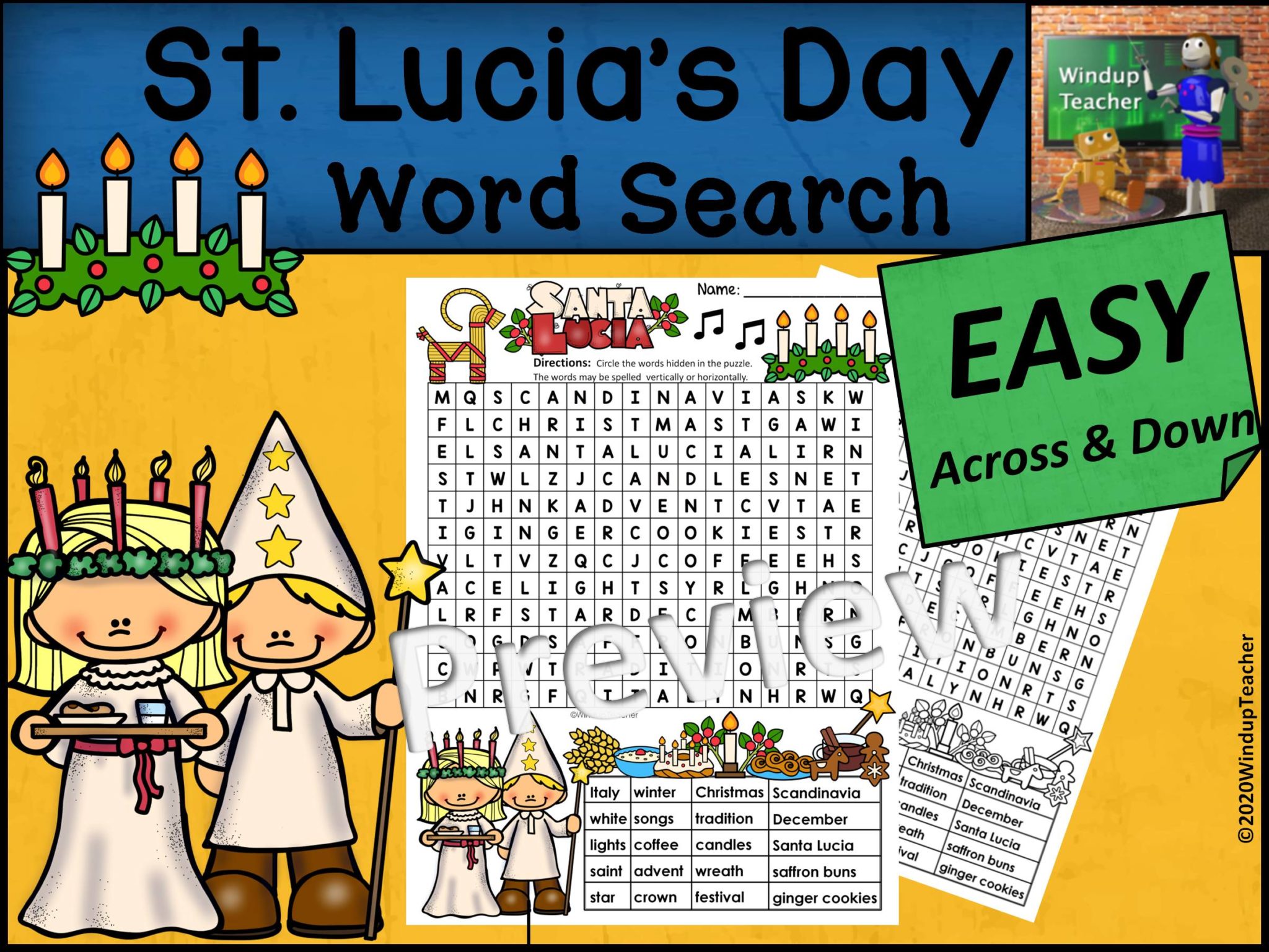 St. Lucia's Day Word Search | EASY Puzzle | Ready to Go! - Made By Teachers