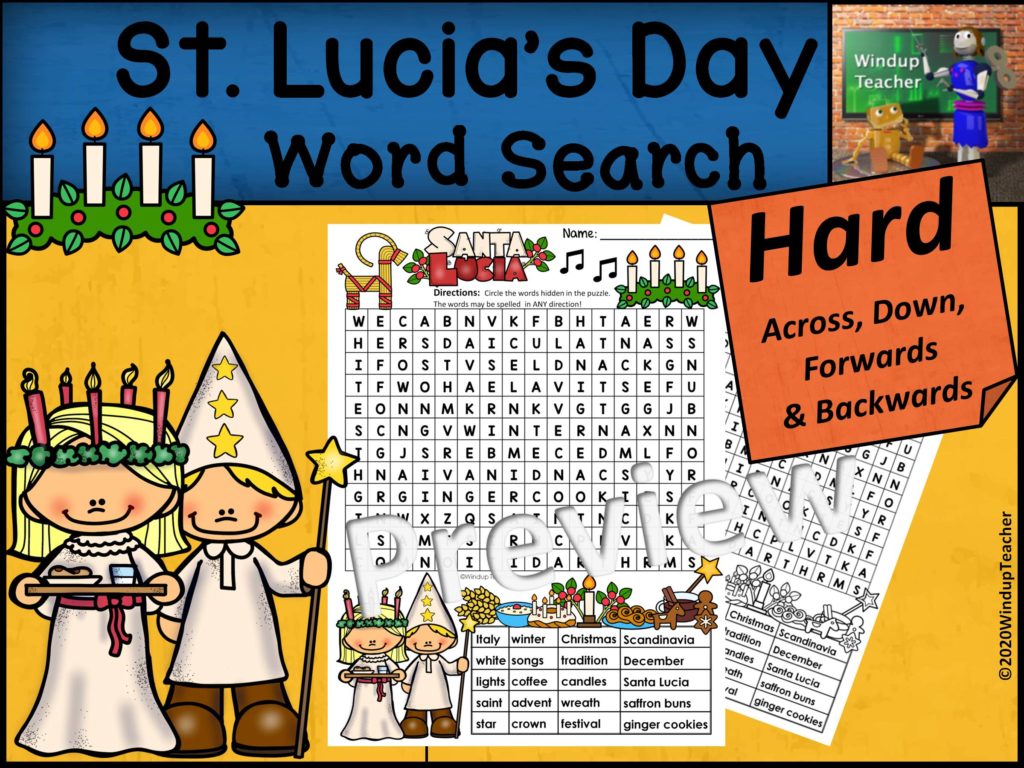 St. Lucia's Day Word Search | HARD Puzzle | Ready to Go! - Made By Teachers