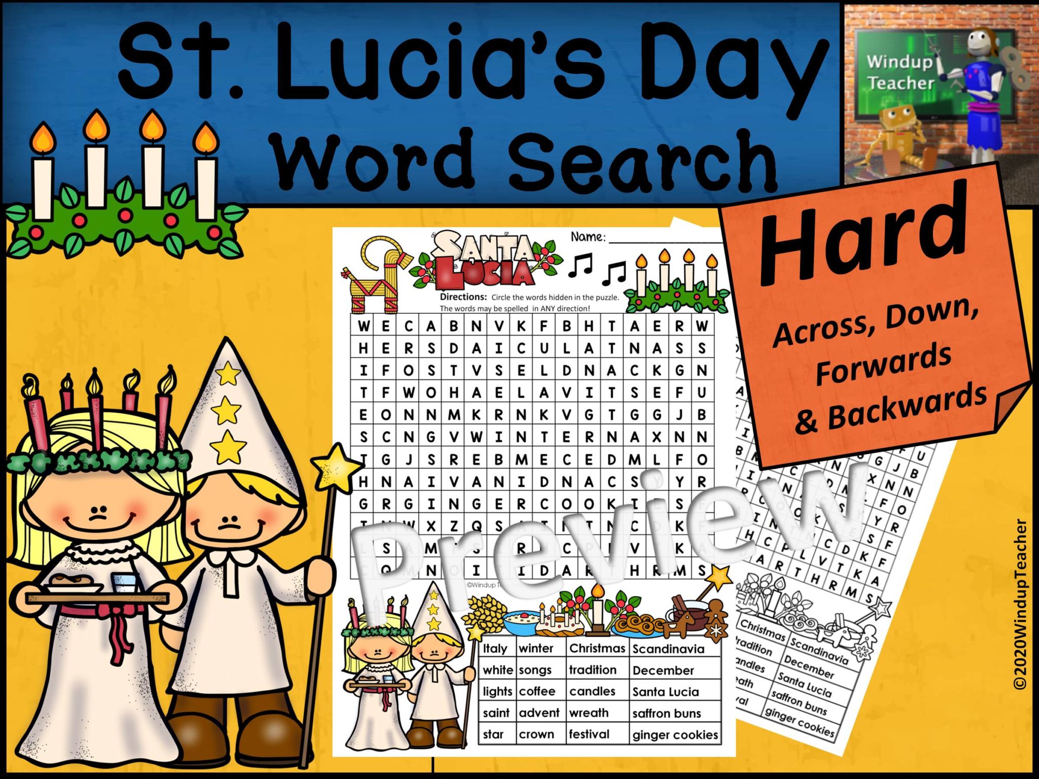 St. Lucia's Day Word Search | HARD Puzzle | Ready to Go! | Made By Teachers