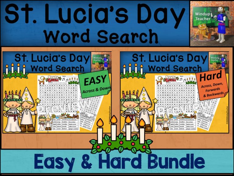 St. Lucia's Day Word Search BUNDLE - Easy and Hard Bundle | Made By ...