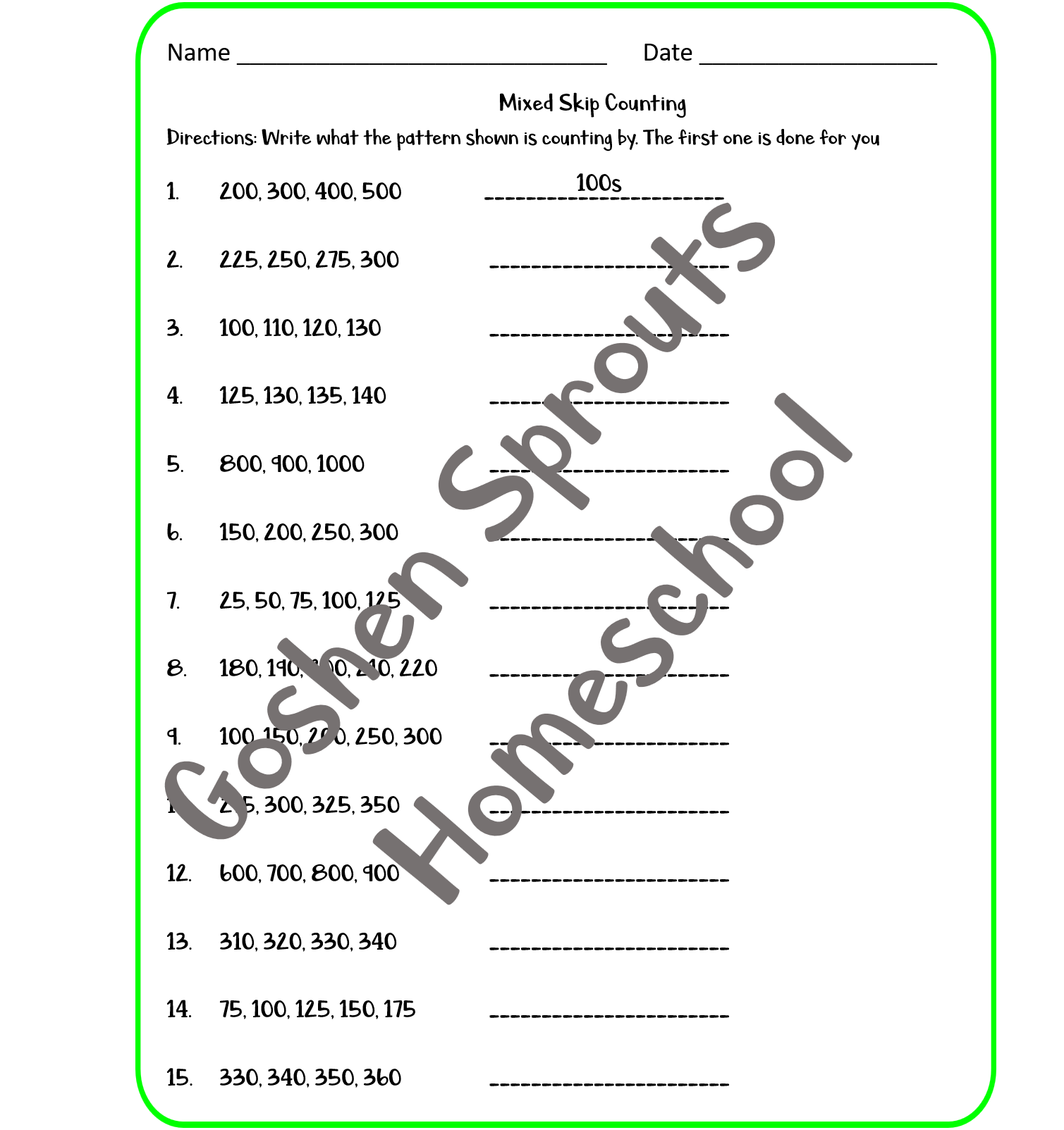 Skip Counting to 1000 by 5s, 10s, 25s, 50s, and 100s-Time 4 Learning Gr ...