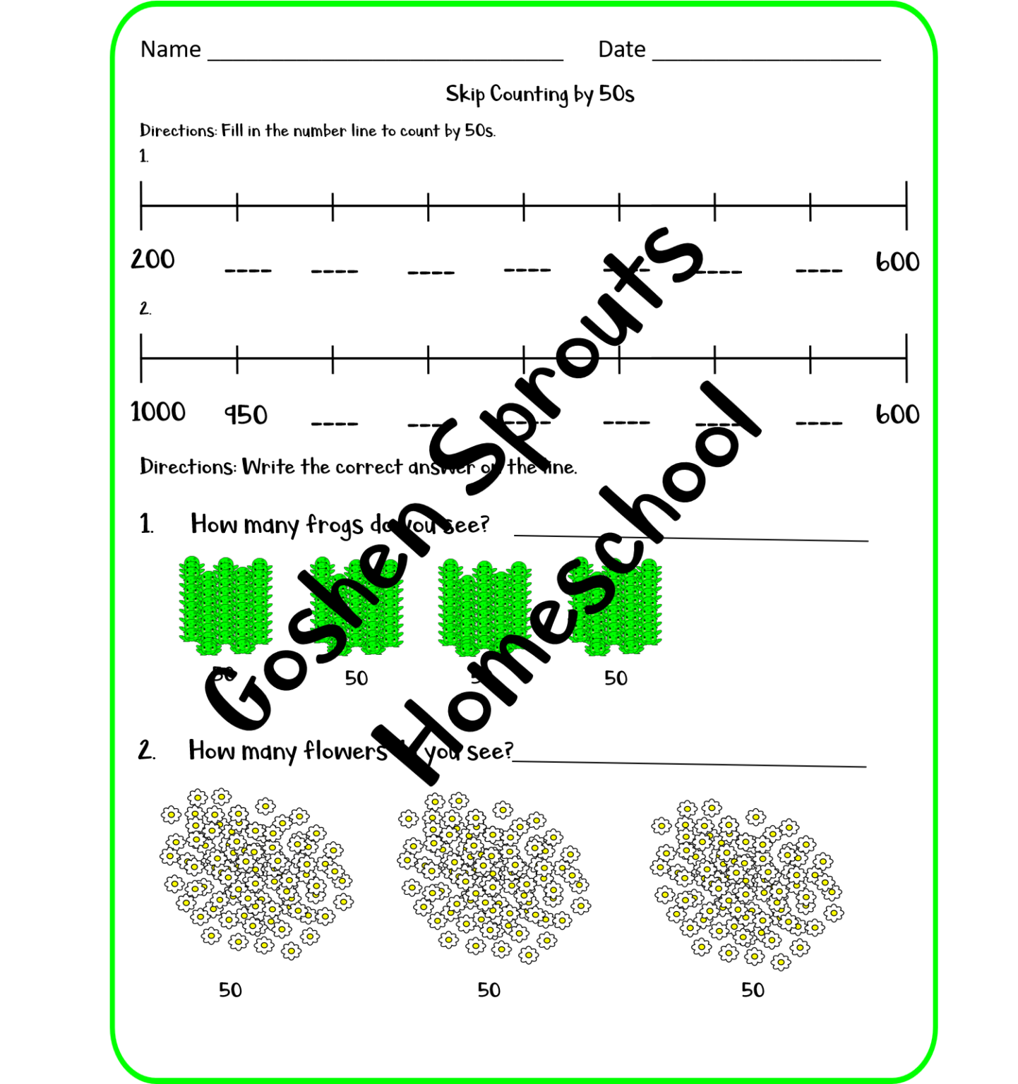 Skip Counting to 1000 by 50s-5 worksheets-Use with Time 4 Learning Gr ...