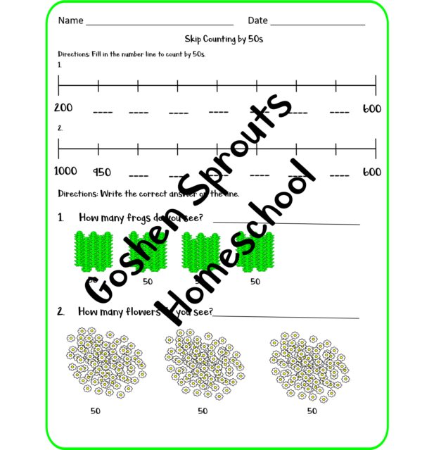 Skip Counting to 1000 by 50s-5 worksheets-Use with Time 4 Learning Gr ...