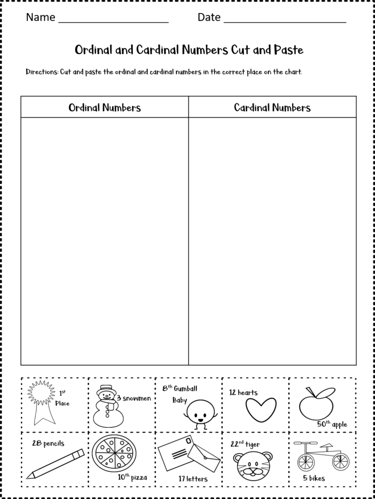 Ordinal & Cardinal Numbers Review Worksheets-Use With Time4Learning Gr ...