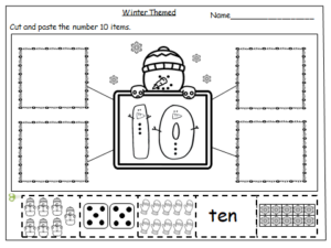 Winter Themed Number Sense (1-10) Cut and Paste Worksheets | Made By ...
