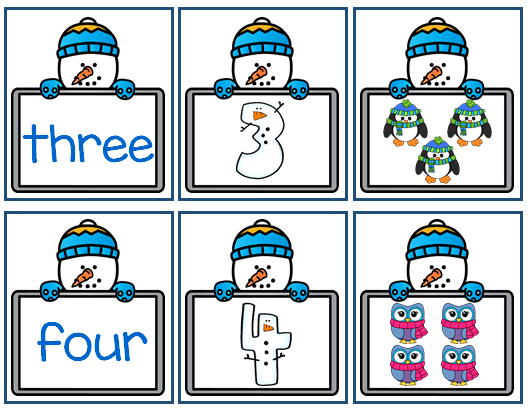 Winter Themed Flash Cards Match (numbers 0 to 10) - Made By Teachers