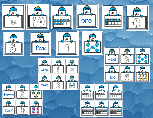 Winter Themed Flash Cards Match (numbers 0 to 10) - Made By Teachers