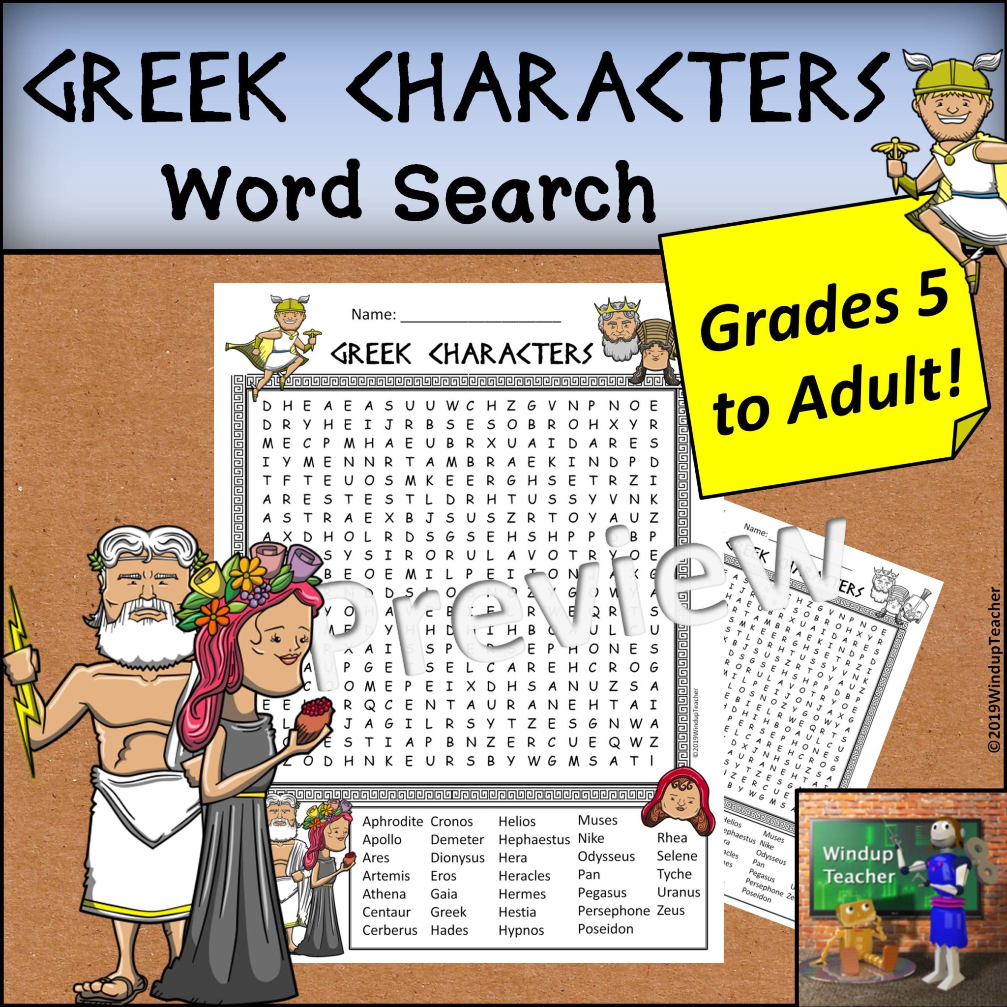 Greek Gods and Goddesses Word Search | Made By Teachers