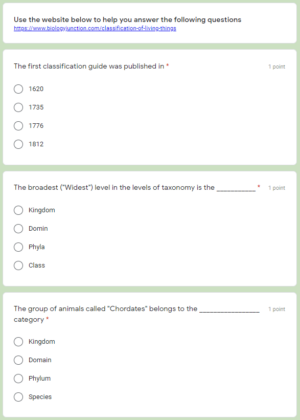 Classification of Living Things (Taxonomy) WebQuest MS-LS1 (Great sub ...