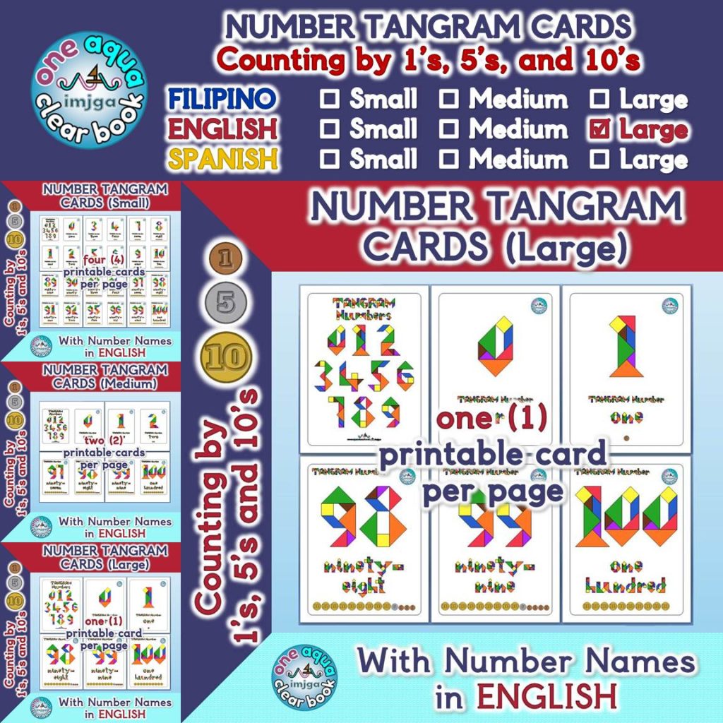 English Number Tangram (Large) Flash Cards 0–100 and Puzzle Worksheets ...