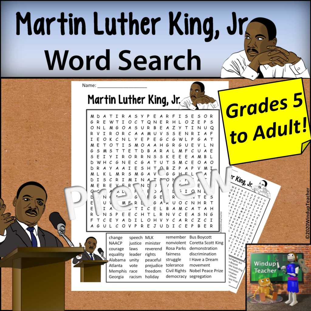 Martin Luther King, Jr. Day Word Search Grades 5 | Made By Teachers