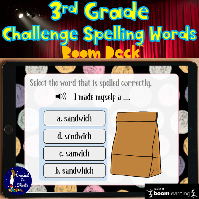 3rd Grade Challenge Spelling Words BOOM Cards | Distance Learning ...
