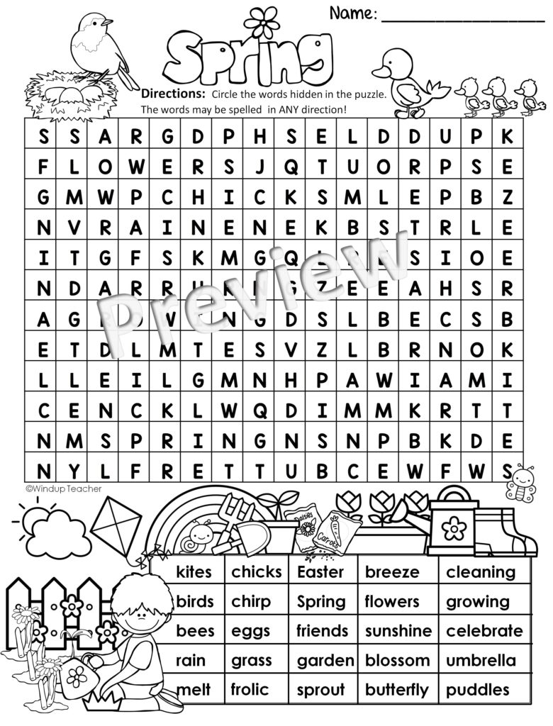 Spring Word Search | HARD Puzzle | Ready to Go! | Made By Teachers