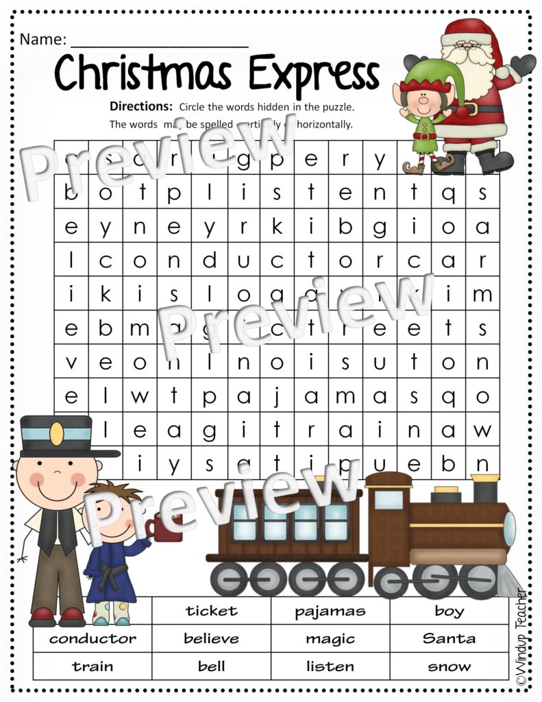 Christmas Express Word Search | Easy | Made By Teachers