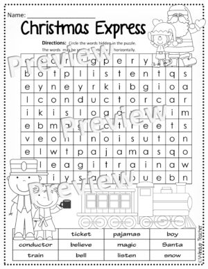 Christmas Express Word Search | Easy | Made By Teachers