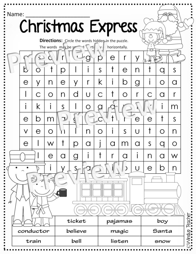 Christmas Express Word Search | Easy | Made By Teachers