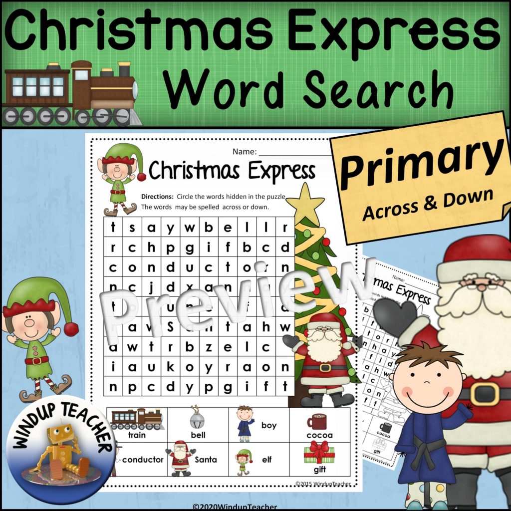 Christmas Express Word Search | Rebus for PRIMARY | EASY - Made By Teachers