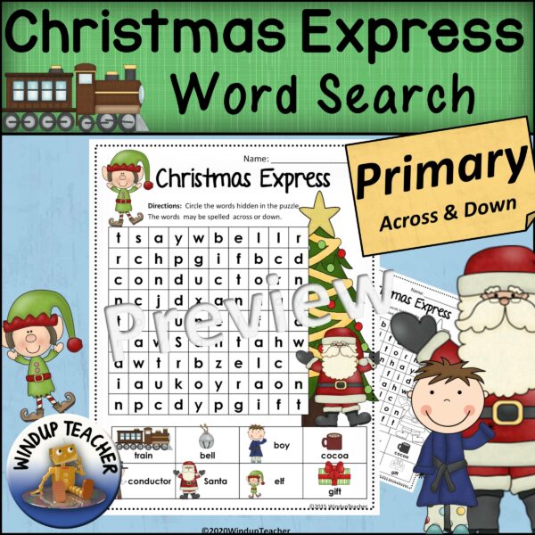 Christmas Express Word Search | Rebus for PRIMARY | EASY - Made By Teachers