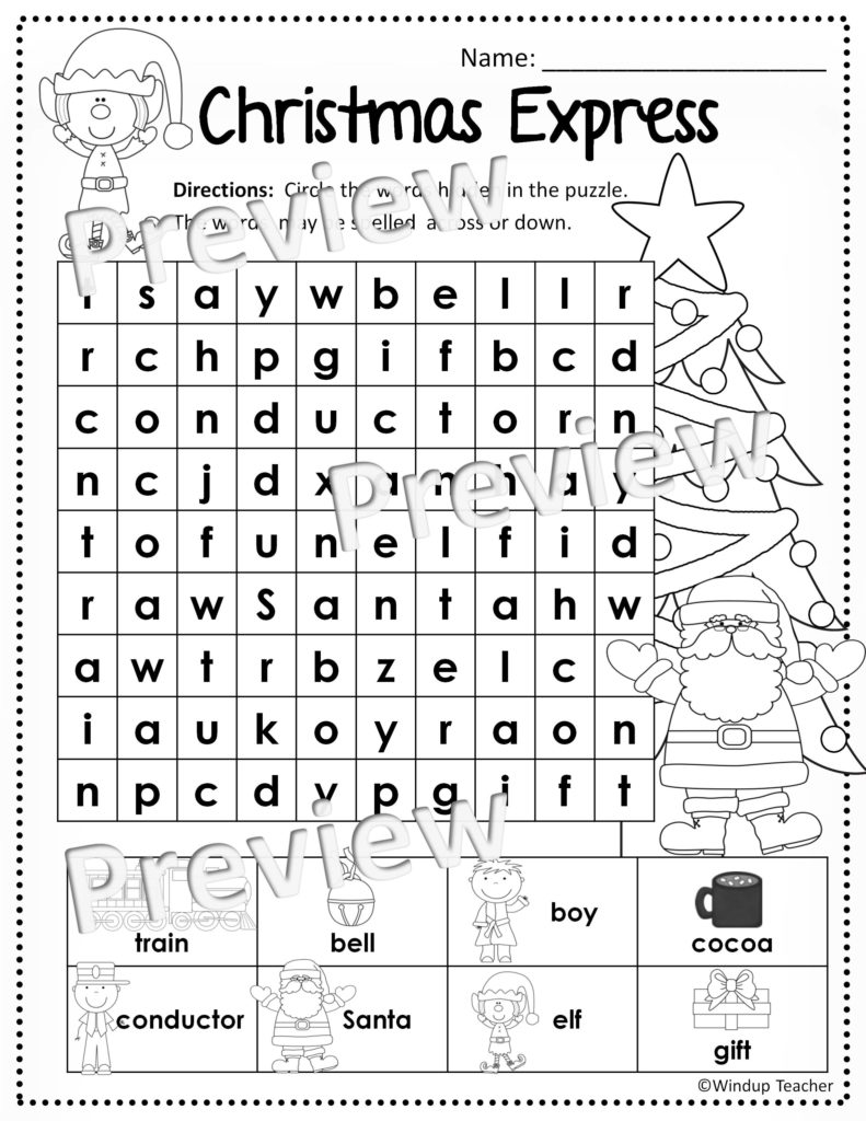 Christmas Express Word Search | Rebus for PRIMARY | EASY - Made By Teachers