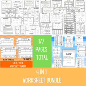 4 IN 1 WORKSHEET BUNDLE | Kindergarten to Grade One Worksheets - Made ...