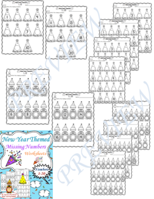 New Year Themed Missing Numbers Worksheets (1-20) | Made By Teachers