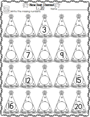 New Year Themed Missing Numbers Worksheets (1-20) | Made By Teachers