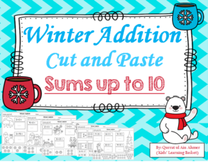 Winter Addition Cut and Paste---Sums up to 10 | Made By Teachers