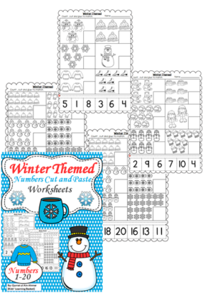 Winter Themed Numbers Cut and Paste Worksheets (1-20): | Made By Teachers