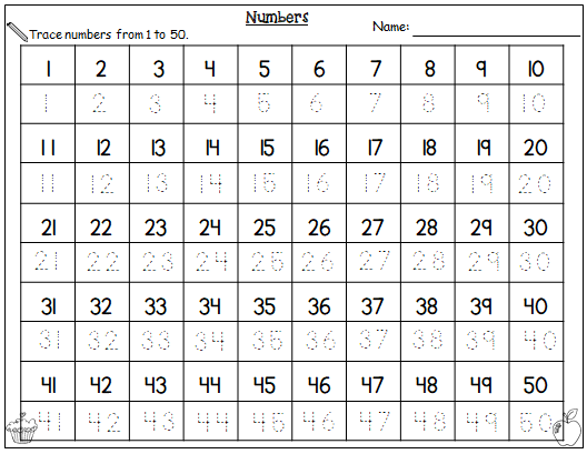Printable 1 50 Number Charts And Worksheet 101 Activity 1 50 Number 