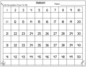 Writing and Tracing Numbers 1-50 - Made By Teachers