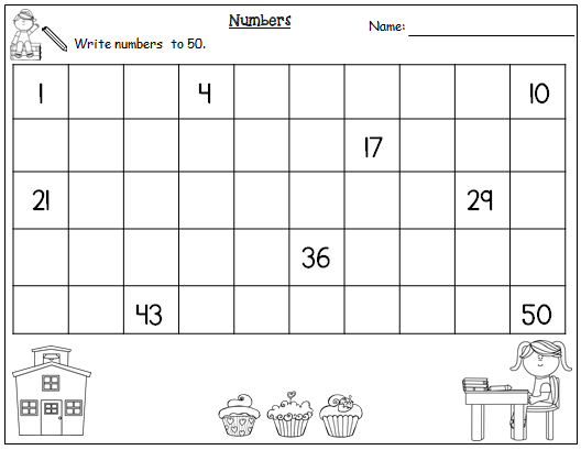 Number Chart 1 50 For Preschool 101 Activity Preschool Numbers 1 50 