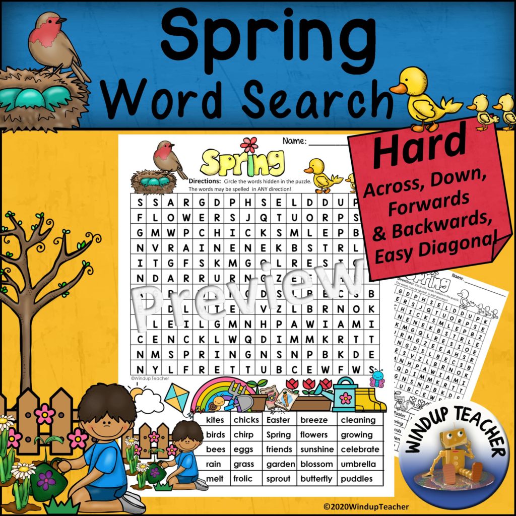 Spring Word Search | HARD Puzzle | Ready to Go! | Made By Teachers
