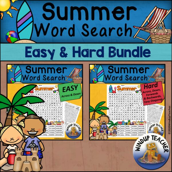 Summer Word Search BUNDLE - Easy and Hard Bundle | Made By Teachers