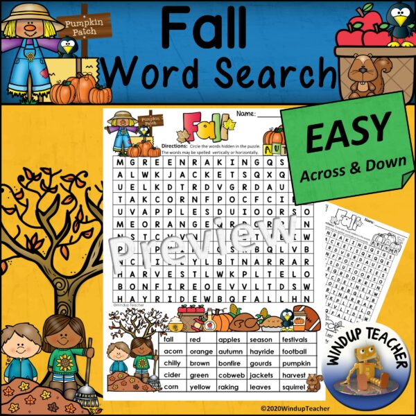 Fall Word Search | EASY Puzzle | Ready to Go! - Made By Teachers