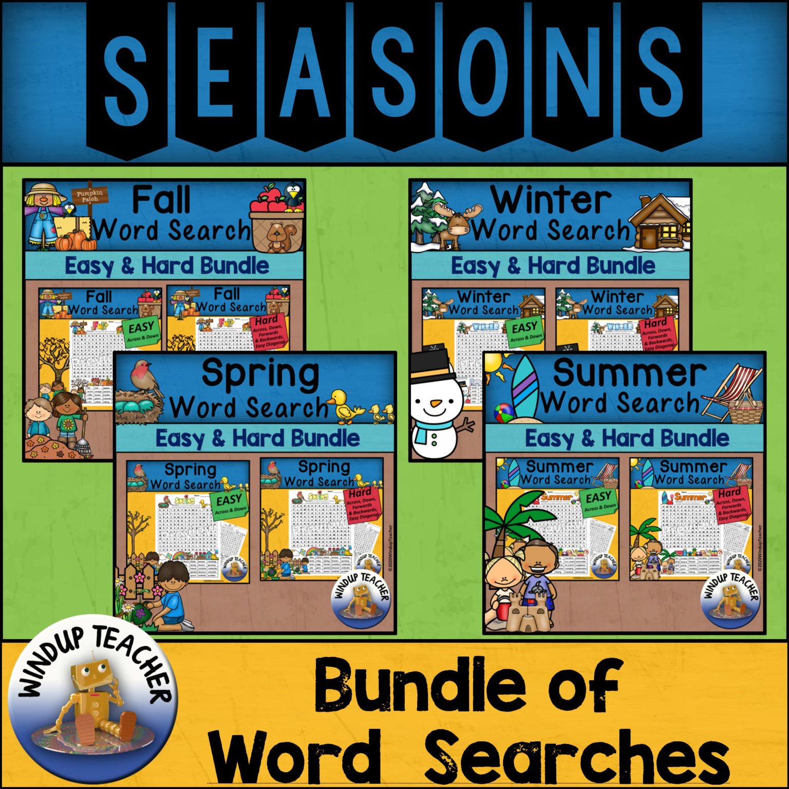 Four Seasons Word Searches | BUNDLE of Elementary Word Searches - Made ...