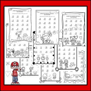Adding 3 Digit Numbers Worksheets - Valentine's Day Themed - Made By ...