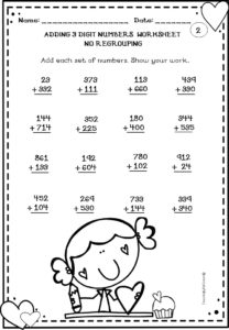 Adding 3 Digit Numbers Worksheets - Valentine's Day Themed | Made By ...