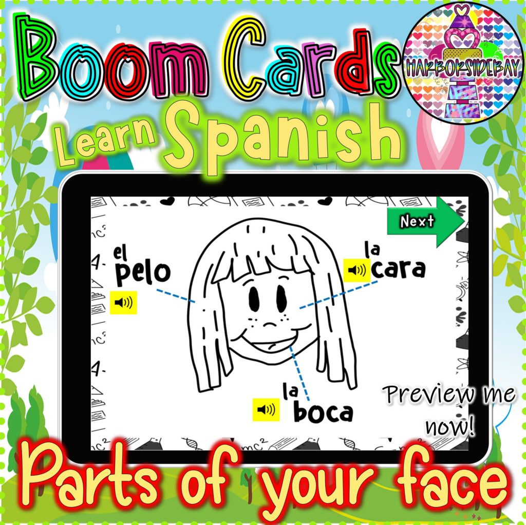 Learn Spanish: Parts of your face | BOOM Cards - Made By Teachers