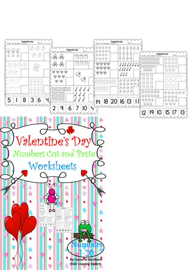 Valentine's Day Numbers Cut and Paste Worksheets | Made By Teachers