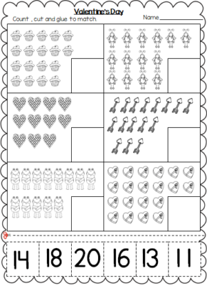 Valentine's Day Numbers Cut and Paste Worksheets | Made By Teachers